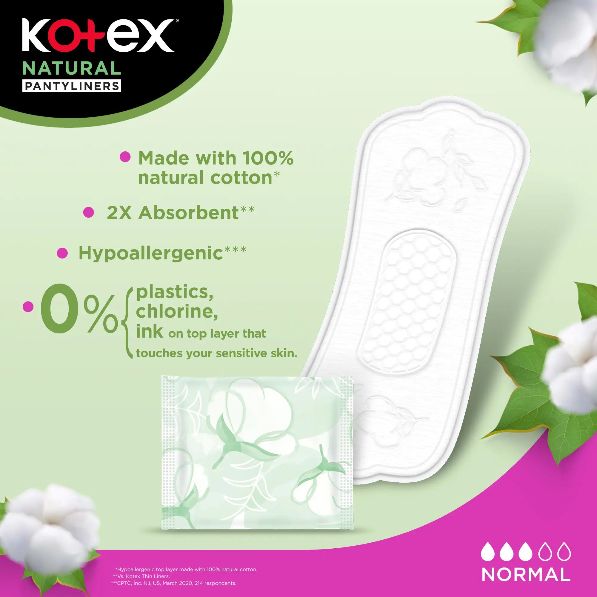 Kotex Fem Pantiliners Cotton Normal 54 pcs